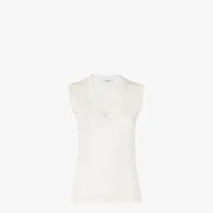 Fendi Ivory Silk Organza V-neck Top