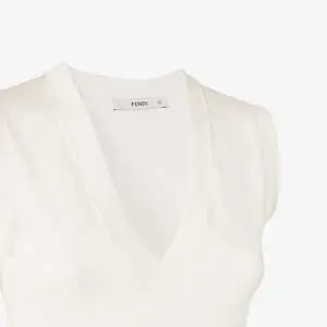 Fendi Ivory Silk Organza V-neck Top
