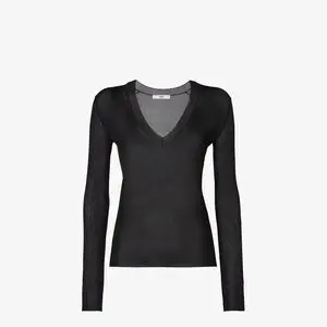Fendi Ivory Silk Organza V-neck Jumper