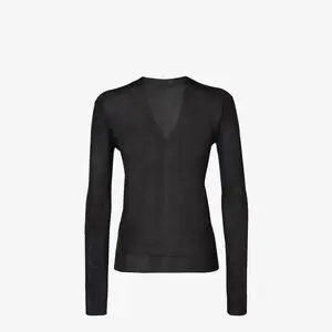 Fendi Ivory Silk Organza V-neck Jumper