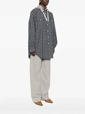 Miu Miu Checked Hooded Shirt - Blue