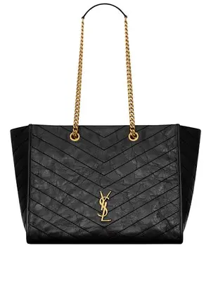 Saint Laurent Niki Vintage Leather Shopping Bag - Black