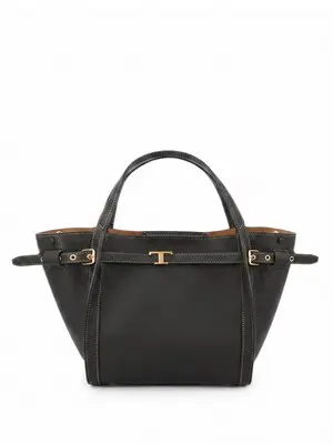 TOD`S Tod's Mini T Signature Leather Shopping Bag - Black