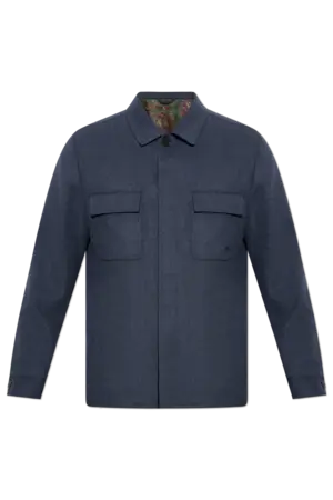 Etro Wool Jacket With Pockets - Navy Blue