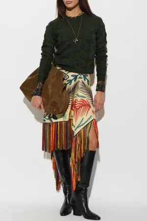 Etro Silk Skirt With Fringes