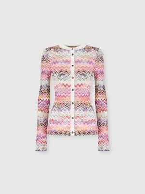 Missoni Fit Crewneck Buttoned Cardigan - Pink,multicoloured