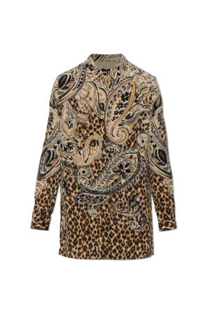 Etro Silk Shirt With Print - Beige