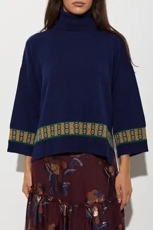 Etro Turtleneck With Fringes On The Sides