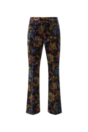 Etro Velvet Trousers With A Floral Motif