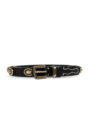 Etro Leather Belt With Appliqués - Black