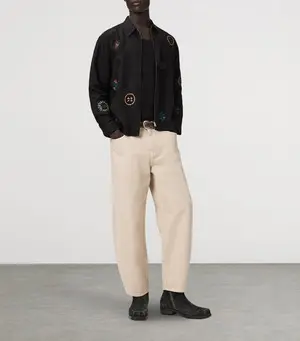 ALLSAINTS Embroidered Zip-up Shirt