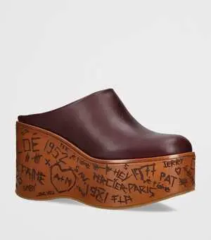 Chloé Leather Wedge Mules 80