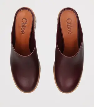 Chloé Leather Wedge Mules 80