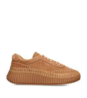 Chloé Suede Nama Runner Sneakers - Beige
