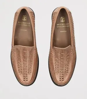 Brunello Cucinelli Leather Woven Loafers