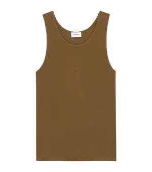Saint Laurent Cotton Cassandre Tank Top - Brown