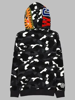 A BATHING APE Felpa "shark" Con Zip E Cappuccio