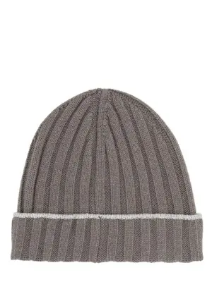Brunello Cucinelli Ribbed Cashmere Beanie - Dove