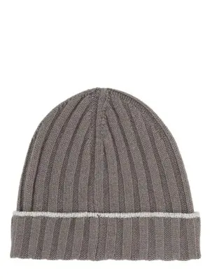 Brunello Cucinelli Ribbed Cashmere Beanie - Dove