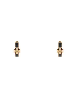 Tory Burch Enamel Icon Hoop Earrings - Gold