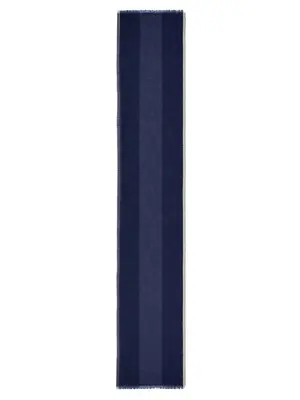 Brunello Cucinelli Sciarpa In Diagonale Di Lana Cashmere Con Bordo Rigato - Blue