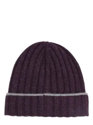 Brunello Cucinelli Ribbed Cashmere Beanie - Bordeaux