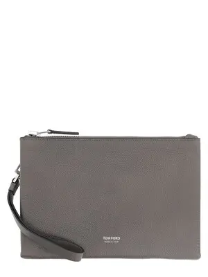 TOM FORD Pouchette Minimal Sottile In Pelle Fiore Con Cinturino Da Polso - Grey