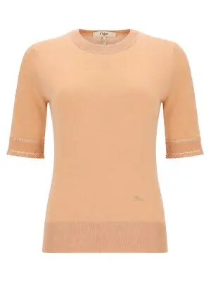 Chloé Short Sleeve Knit Pullover - Pink
