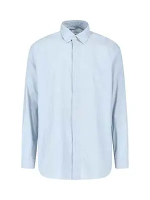 LARDINI Cotton-viscose Button-down Shirt - Blue
