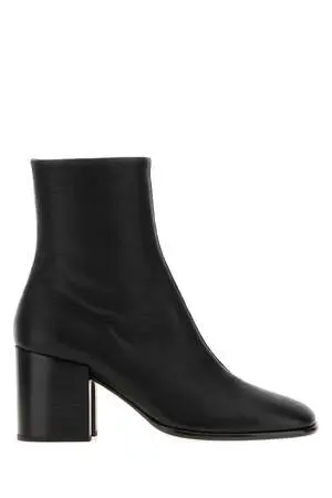 Dries Van Noten Leather Sculptural Heeled Ankle Boots - Black