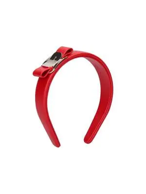 FERRAGAMO Leather Bow Headband - Red