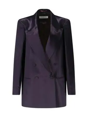 Dries Van Noten Double Breasted Viscose Jacket - Violet