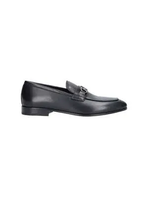 FERRAGAMO Leather Horsebit Loafers - Black
