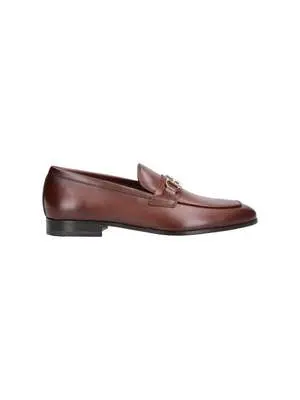 FERRAGAMO Leather Flat Loafers - Brown