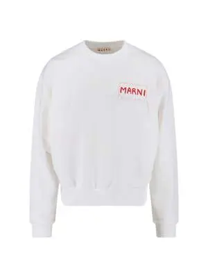 Marni Crew Neck 100% Cotton Sweater - White