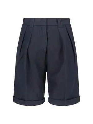 Aspesi Cotton-linen Blend Shorts - Blue