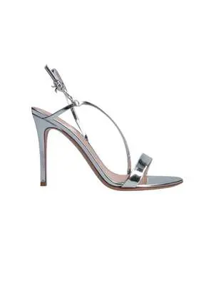 GIANVITO ROSSI Metallic Leather Sandals - Silver