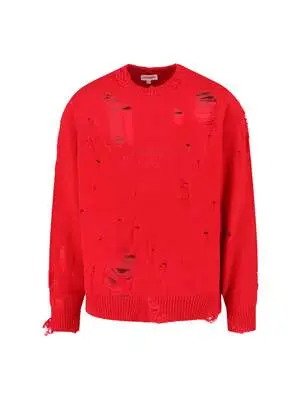CHARLES JEFFREY Distressed Crewneck Sweater