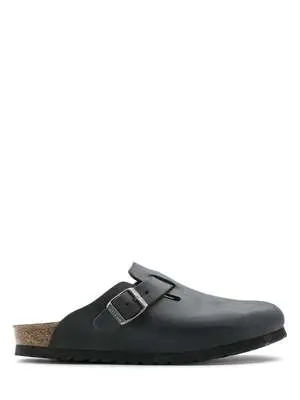 BIRKENSTOCK Buckled Leather Clogs - Black