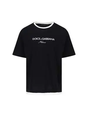 Dolce & Gabbana 100% Cotton Crewneck T-shirt - Black