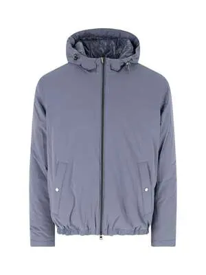 Herno Zip-up Padded Jacket With Hood - Light Blue