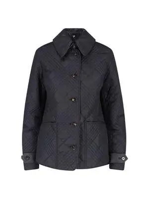 Burberry Quilted Polyamide Jacket With Stand Collar - Black