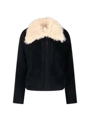 Marni Virgin Wool Sweater With Lamb Fur Trim