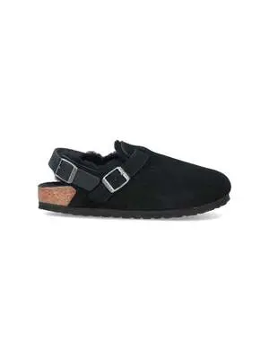 BIRKENSTOCK Shearling Lined Double Strap Clogs - Black