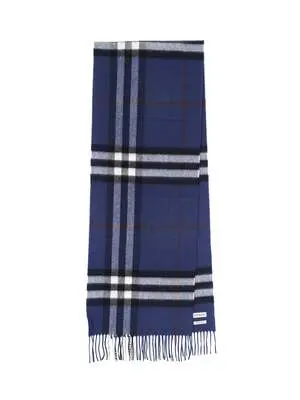 Burberry Burberry Plaid Wool Fringe Scarf Blue