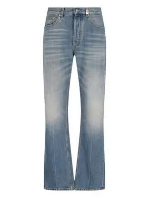 Alexander McQueen Cotton Denim Jeans With Leather Detail - Blue