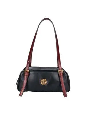 Versace Lamb Leather Shoulder Bag With Calf Leather Trim - Black