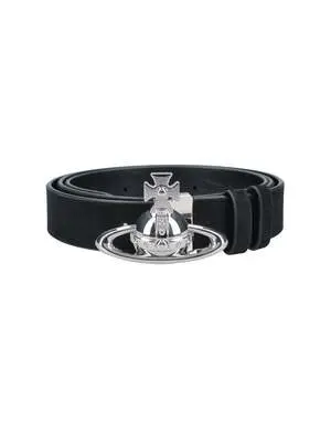VIVIENNE WESTWOOD Leather Belt With Orb Buckle - Black