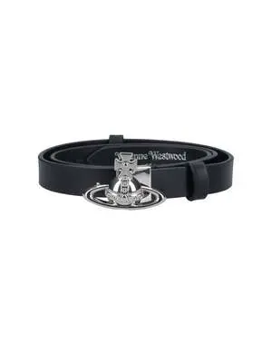 VIVIENNE WESTWOOD Orb Buckle Leather Belt - Black
