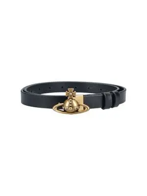 VIVIENNE WESTWOOD 100% Cow Leather Belt - Black
